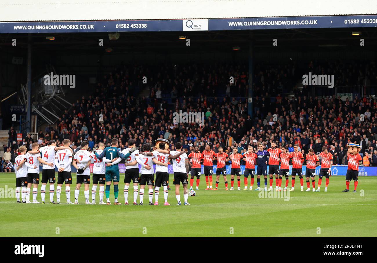 Hull City and Luton Town players line up for national anthems prior to ...