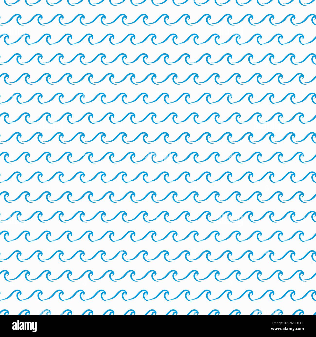Sea and ocean blue waves seamless pattern. Ocean or river stream curly ...