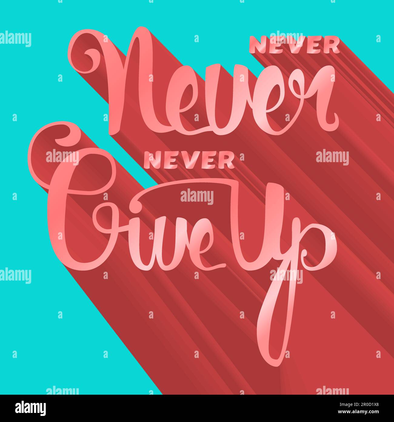Lettering motivation poster. Never give up. Vintage Calligraphic Text ...