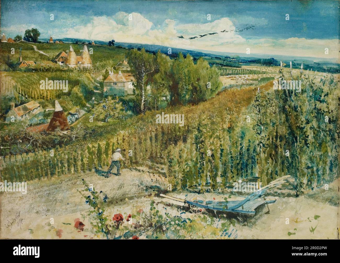 The Hop Gardens of Kent at Wrotham near Sevenoaks, 1874. Cecil Gordon ...