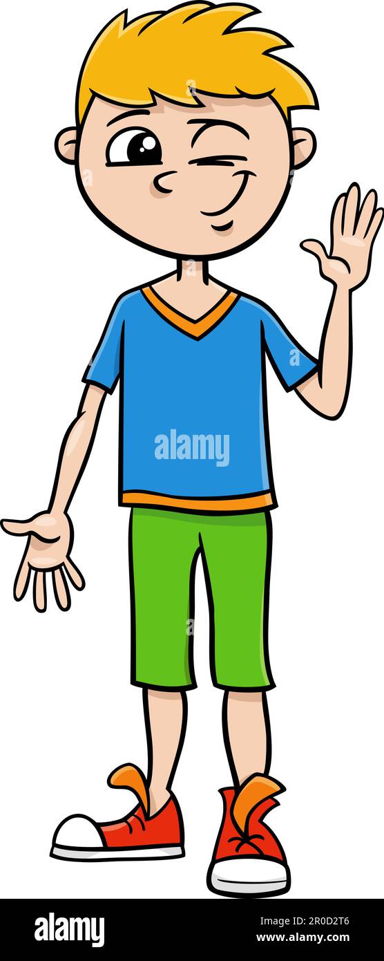 Cartoon illustration of elementary or teen age boy character Stock ...