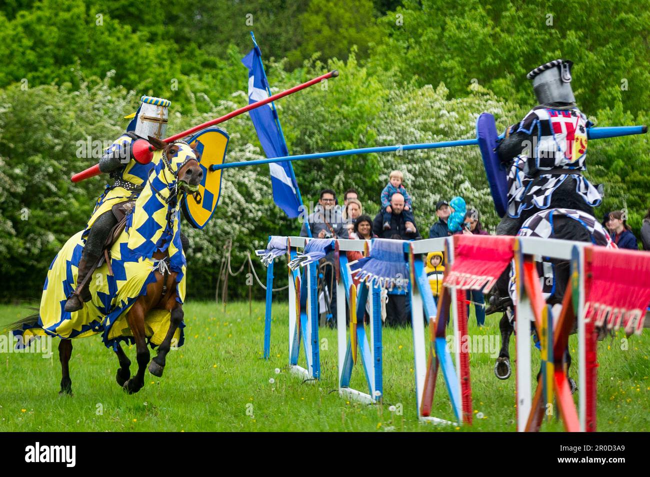 Chalfont, UK. 8 May 2023. Re enactors as armoured knights take part in day two of a Royal ...