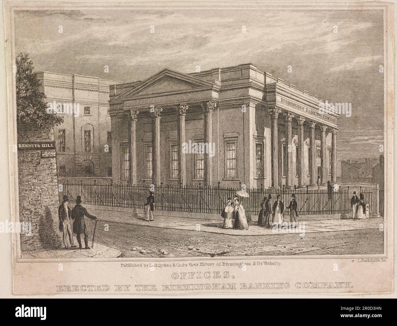 Engraving. - Birmingham Banking Co, Bennett's Hill. Wilkinson ...