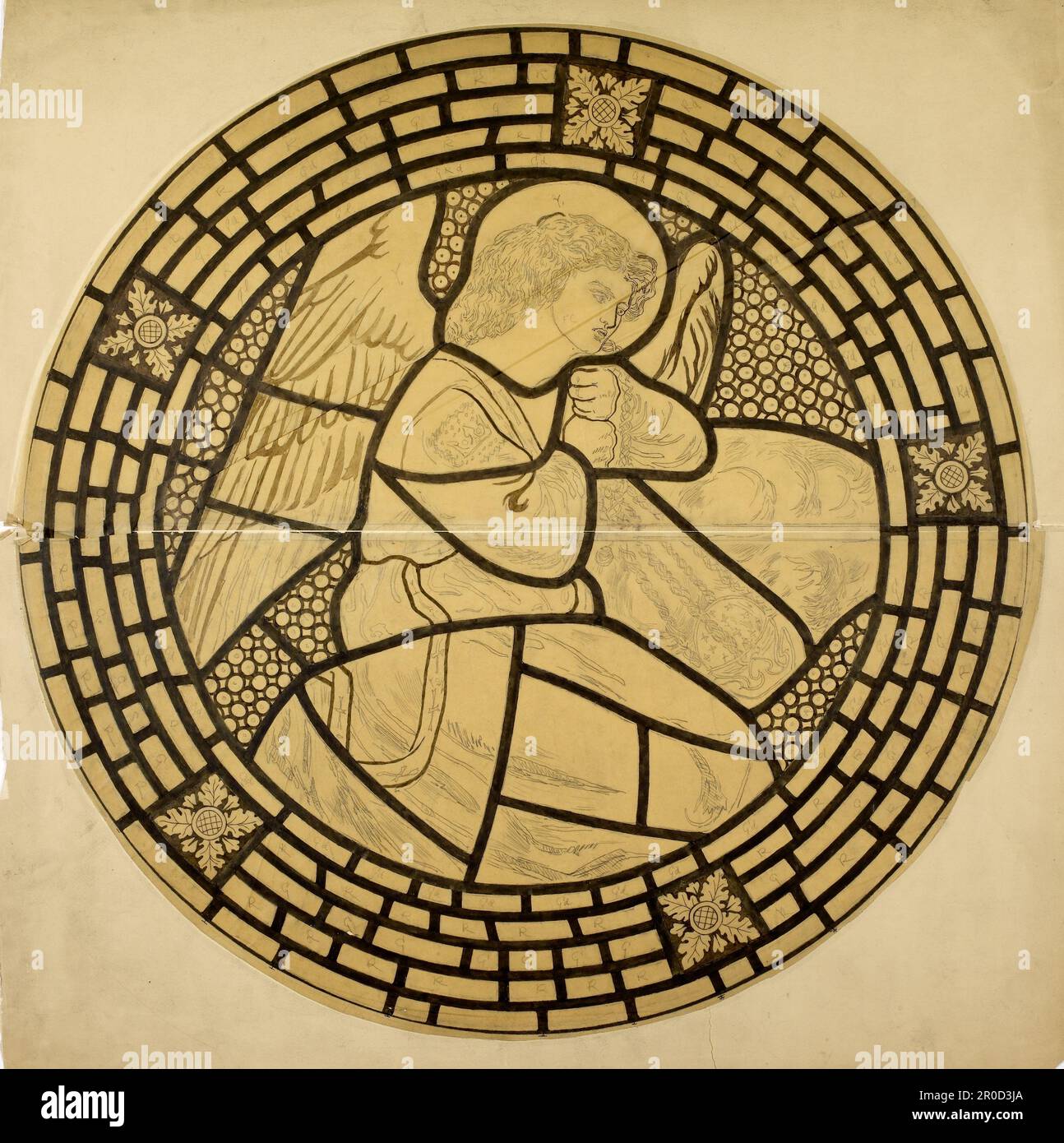 Censing Angel Kneeling to the Right, 1862. Stained Glass Cartoon, after ...