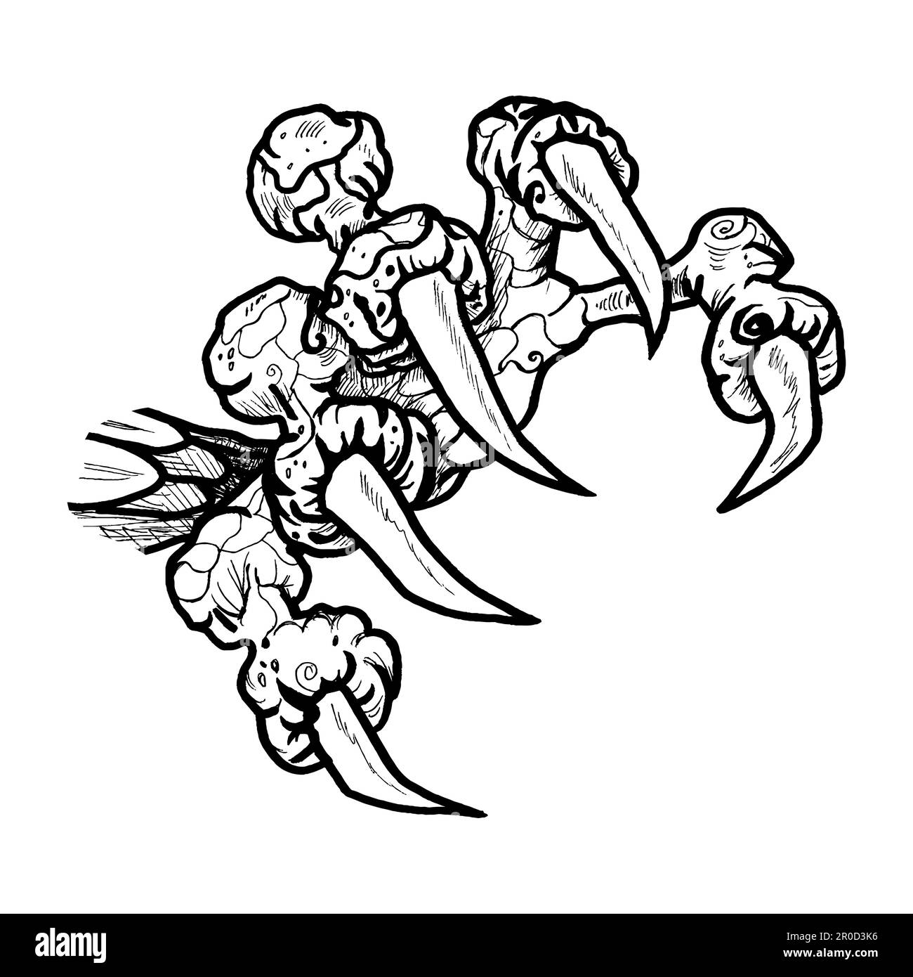 Dragon or monster paw with claws. Wild tattoo. Horror sticker ...