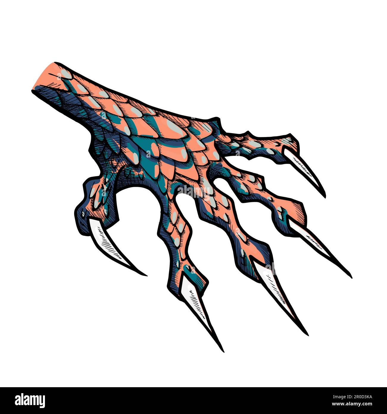 Dragon or monster paw with claws. Wild tattoo. Horror sticker ...