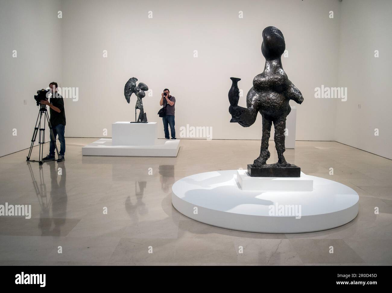 Photographers record videos and take photos of sculptures during the ...