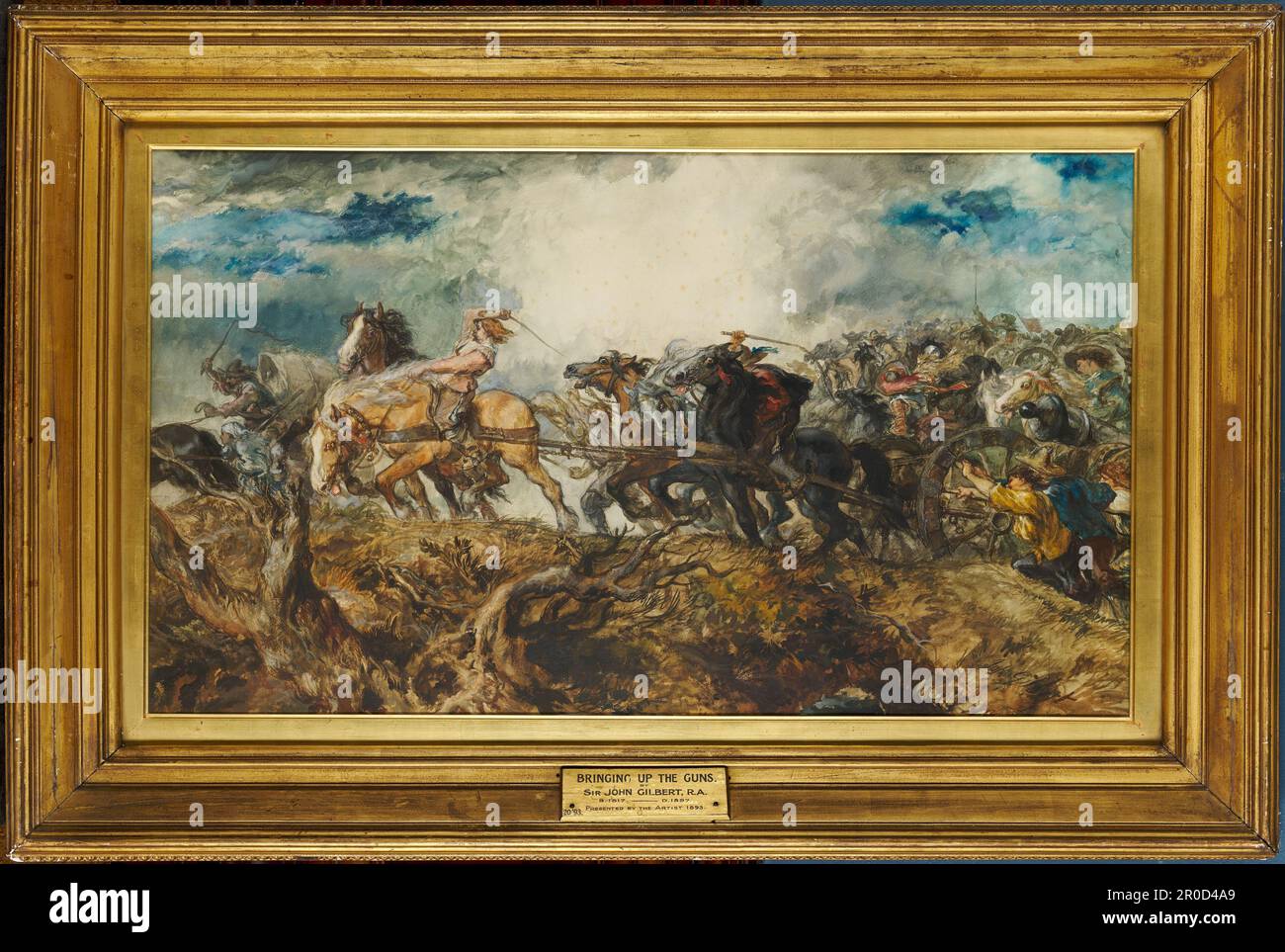 Bringing Up The Guns,1870-93. Sir John Gilbert (d.1897 Stock Photo - Alamy