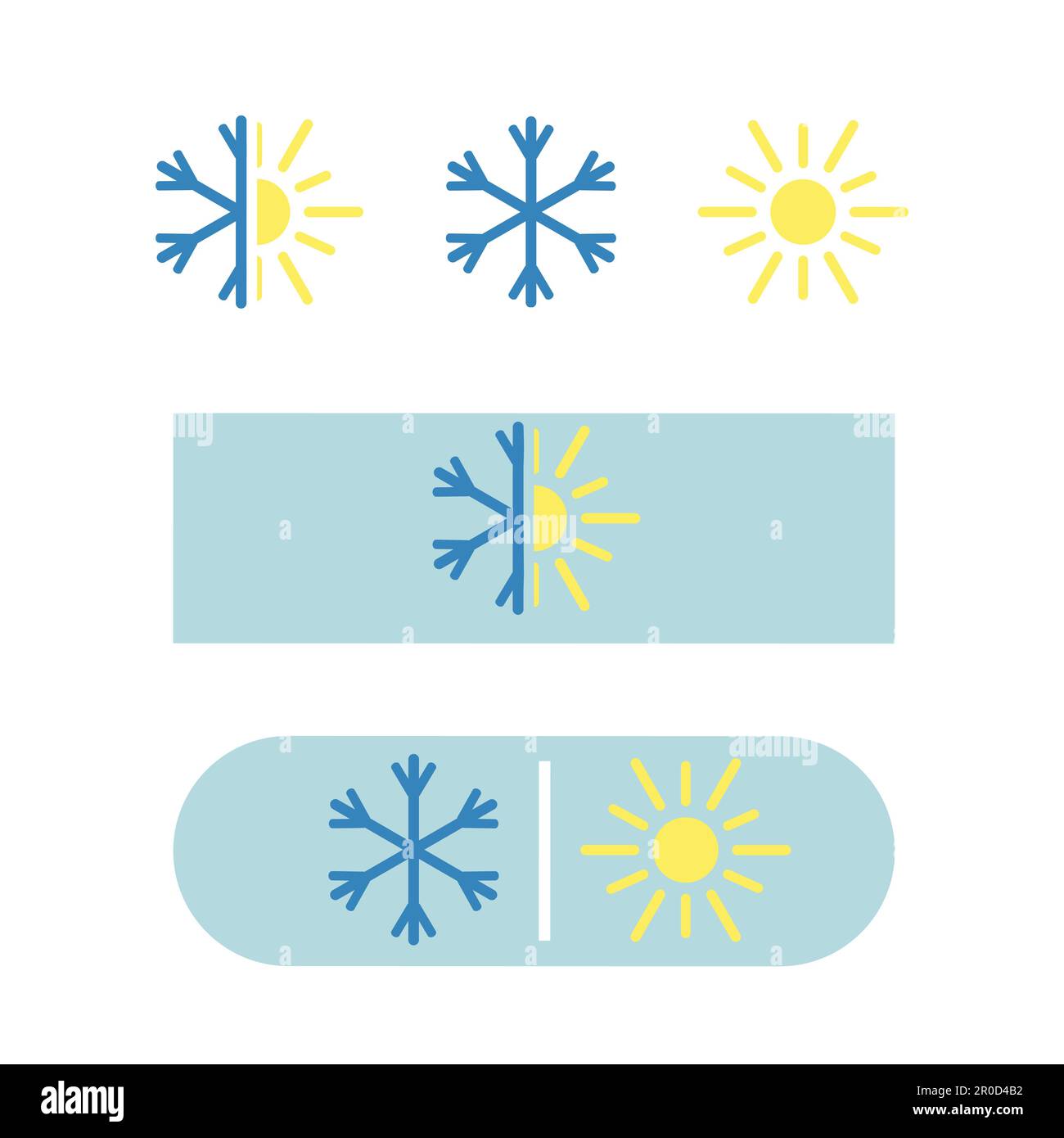 Air conditioning icon, nature logo, cold and warm. Winter snow, summer ...