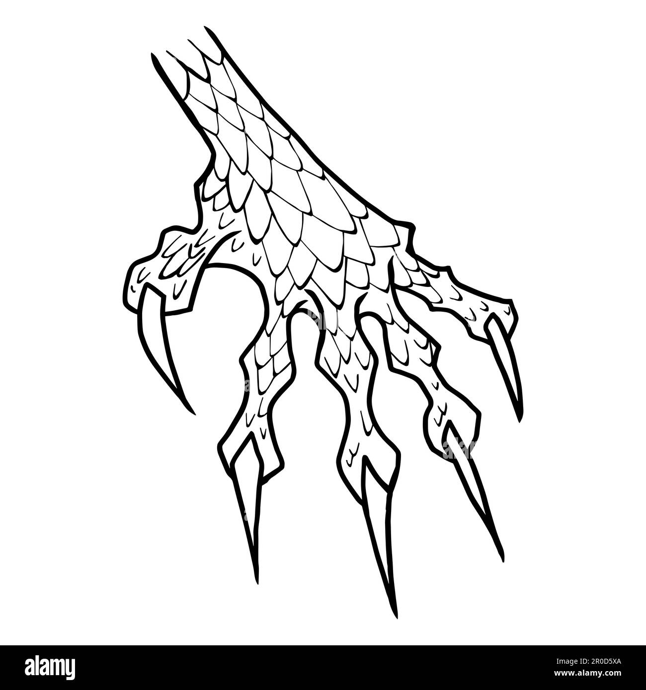 Dragon or monster paw with claws. Wild tattoo. Horror sticker ...