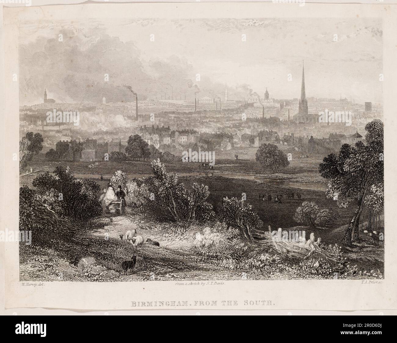 Engraving-Birmingham from The South. Drawn by: W Harvey. From the ...