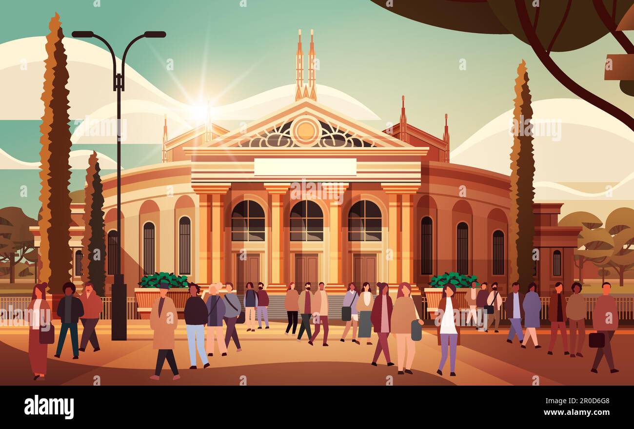 multiethnic people group standing near governmental building mix race ...