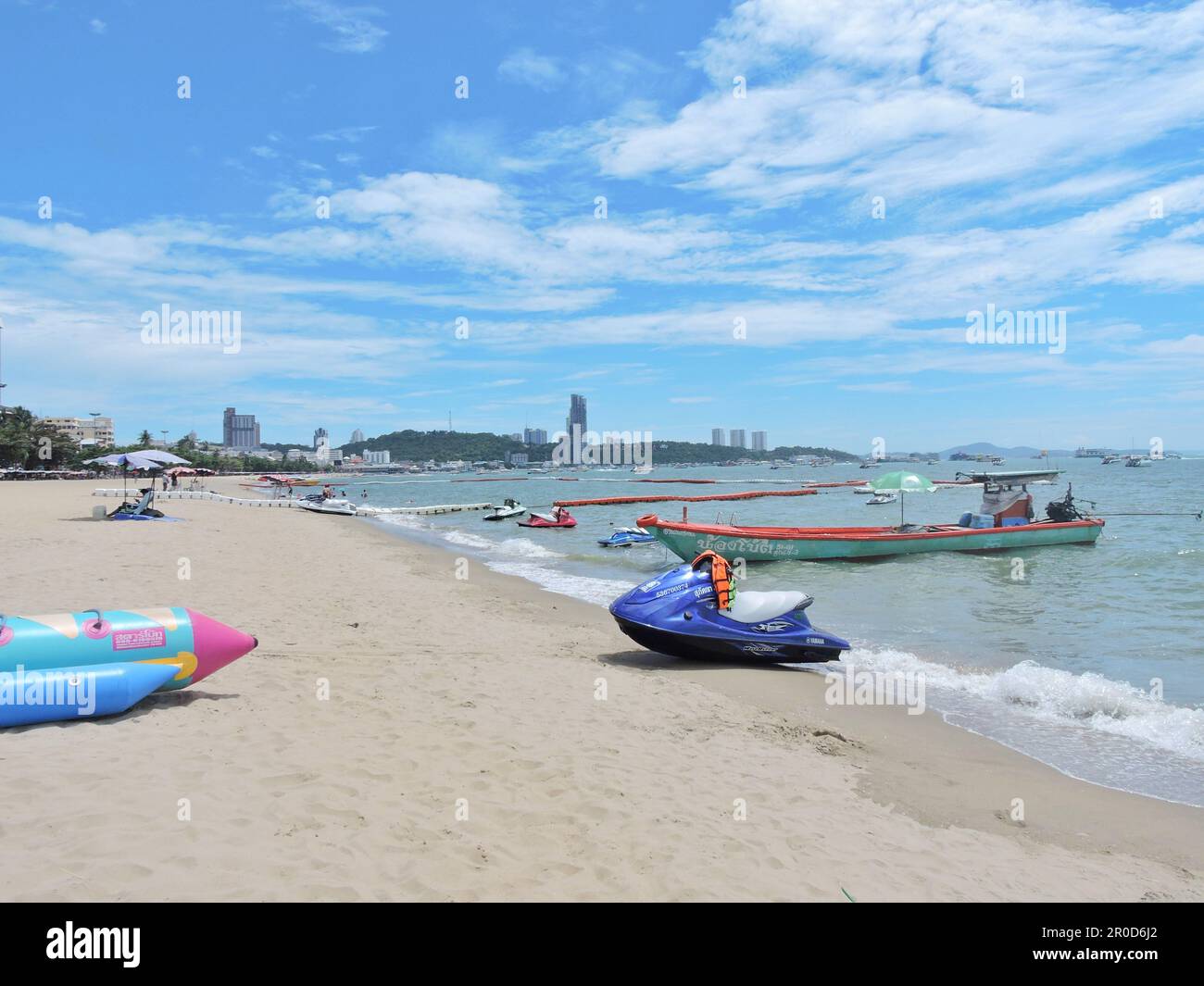 The Pattaya Beach in Thailand with its 4 km long crescent shaped coast ...