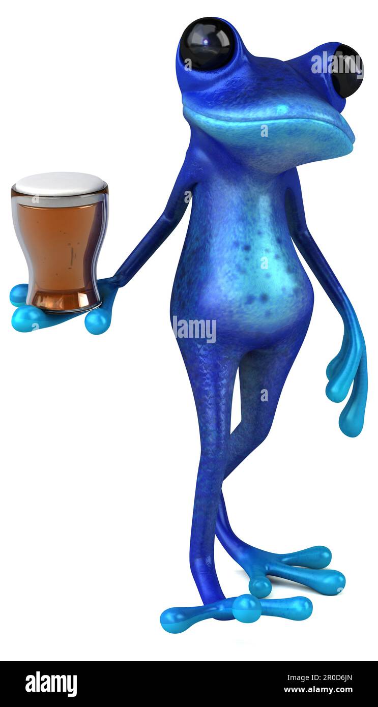 Fun blue frog - 3D Illustration Stock Photo - Alamy