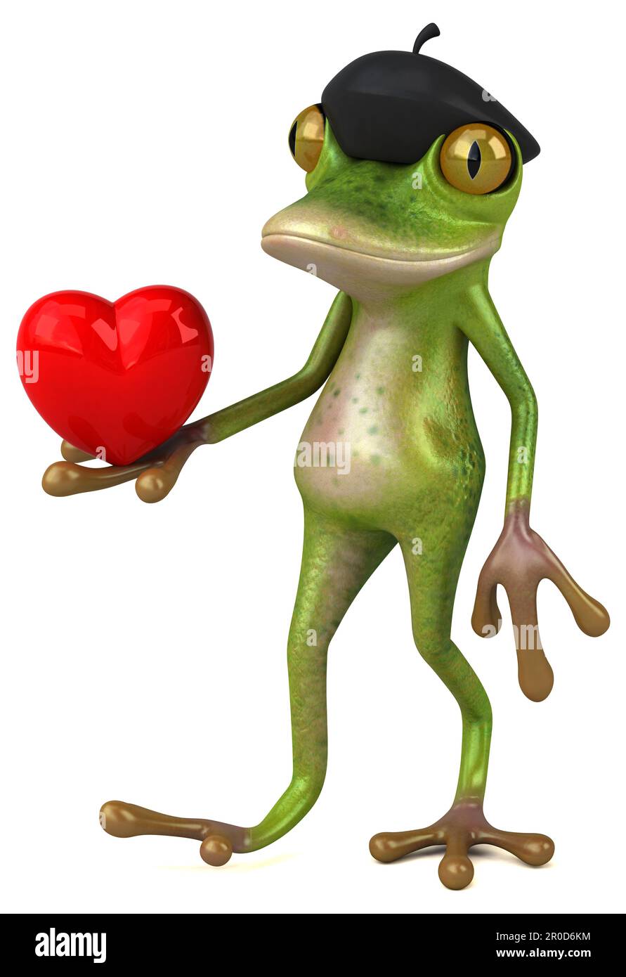 Fun french frog - 3D Illustration Stock Photo - Alamy