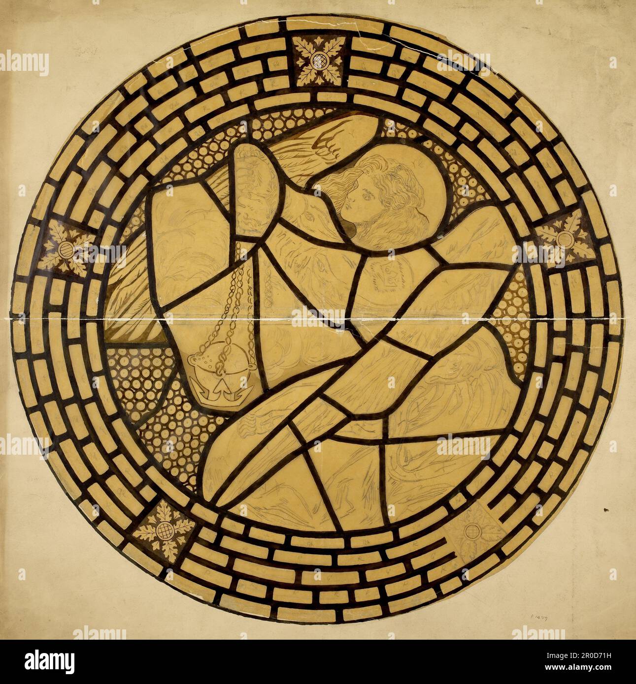 Censing Angel Kneeling to the Left, 1862. Stained Glass Cartoon, after ...