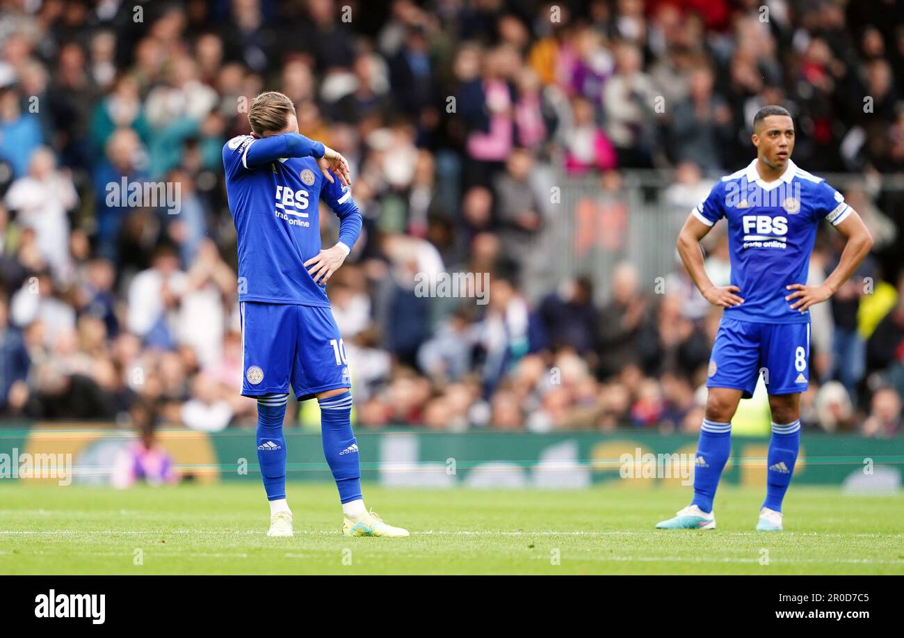 Leicester City's James Maddison and Youri Tielemans stand dejected ...