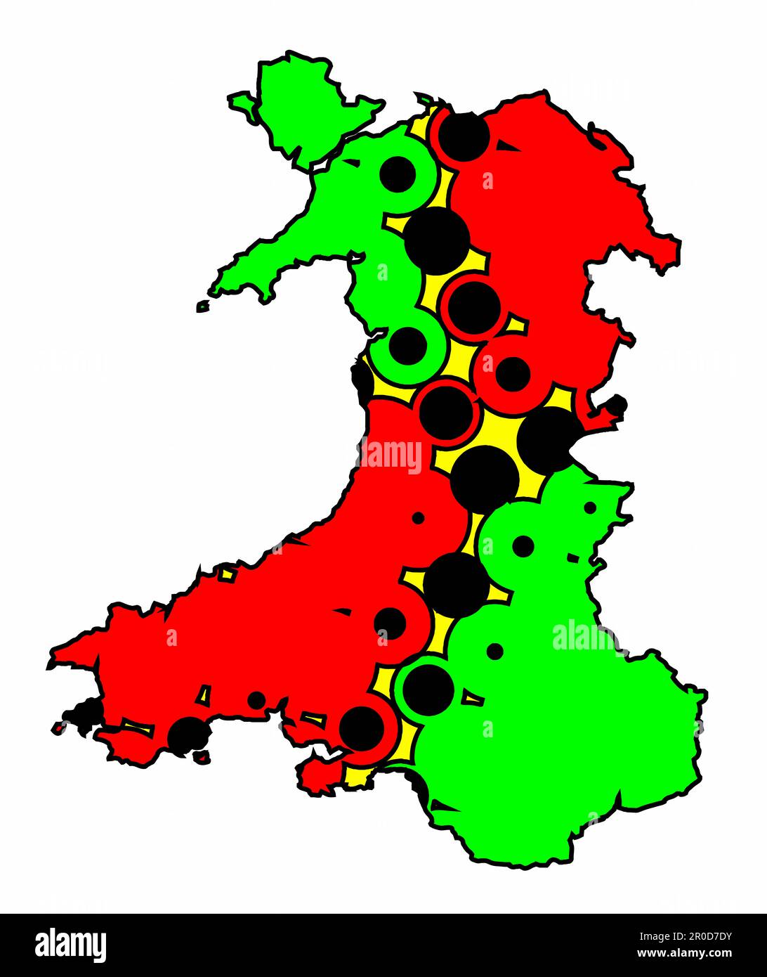 Silhouette abstract map of Wales in the United Kingdom Stock Photo - Alamy