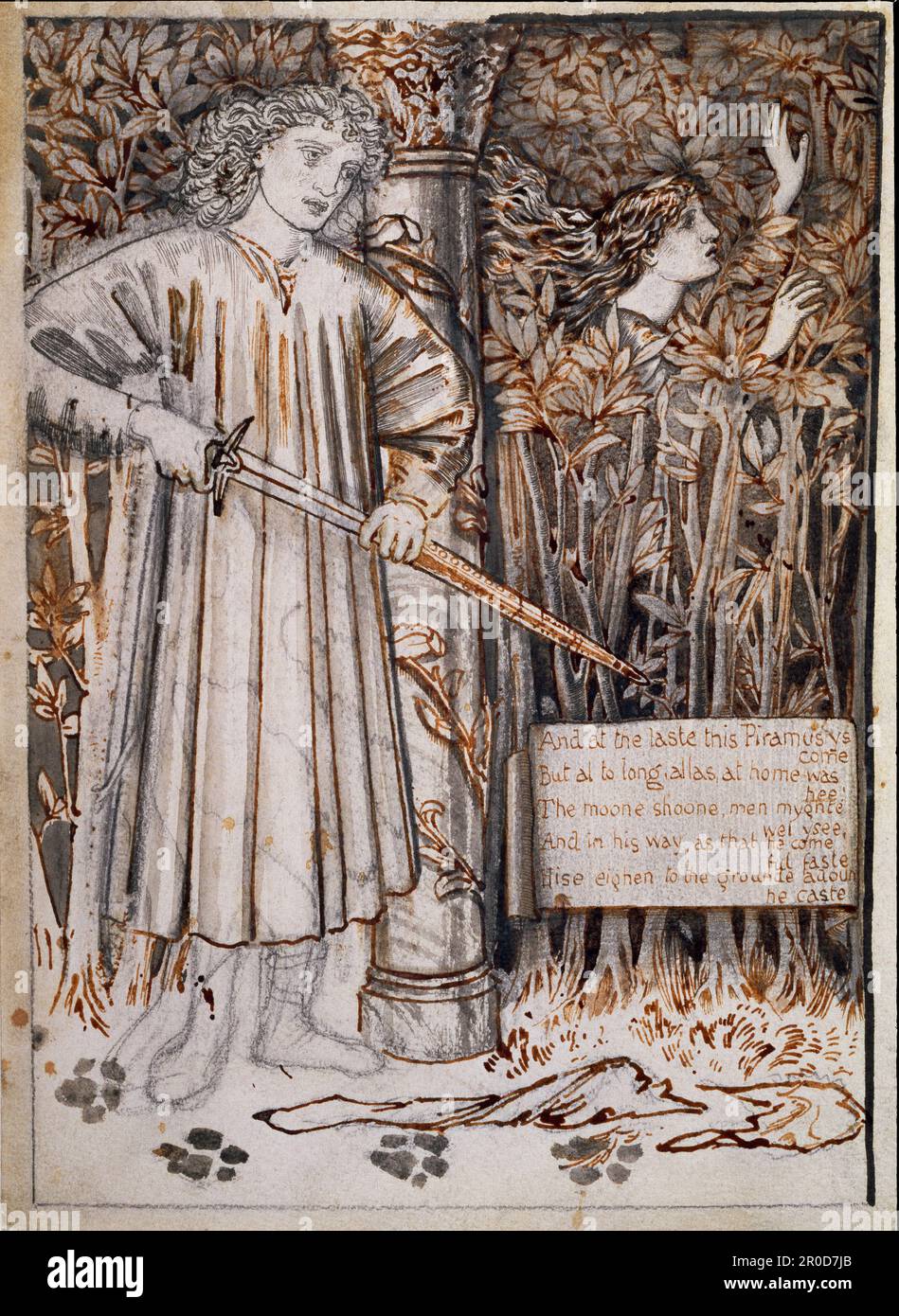 Pyramus and Thisbe - Pyramus Draws His Sword to Slay Himself, 1866. By ...