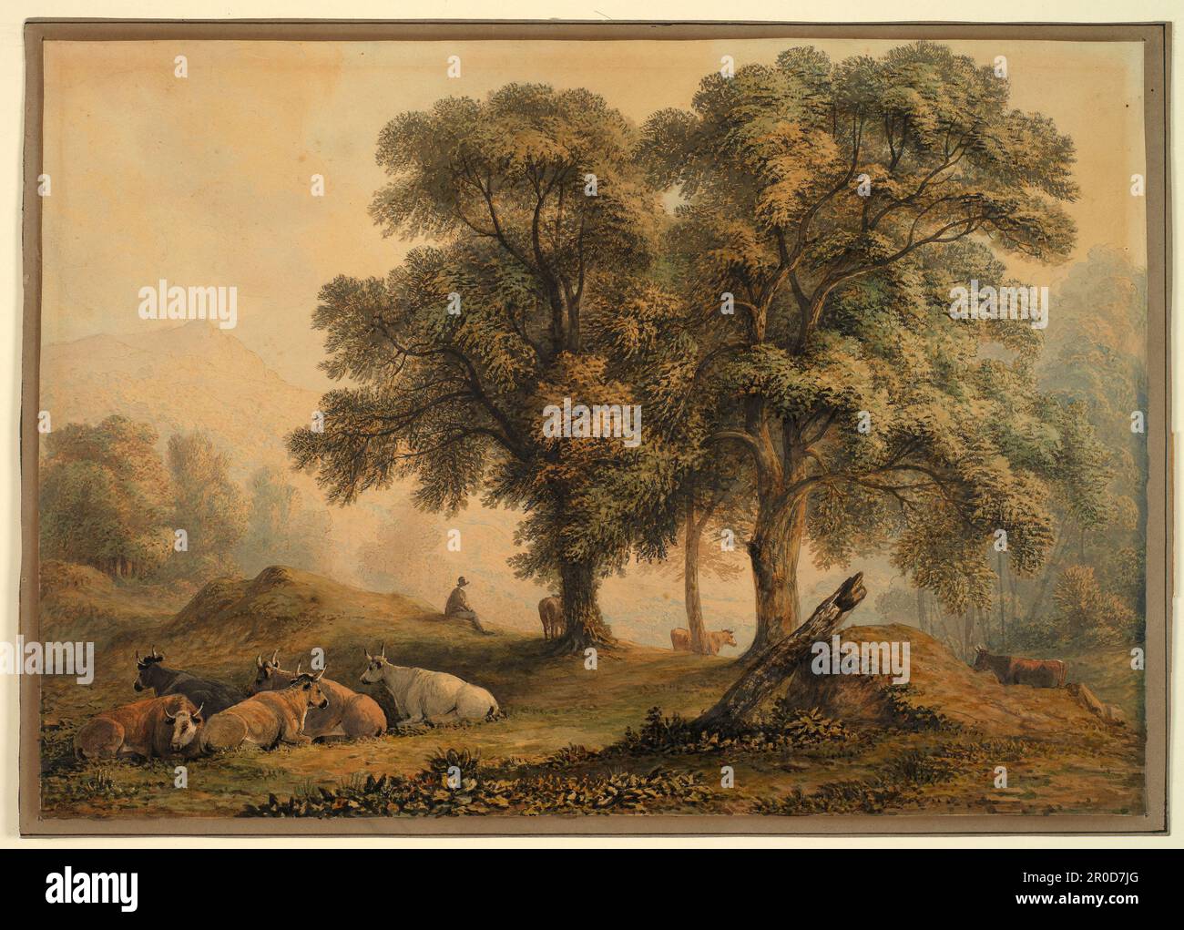 Landscape with Trees and Cattle, 1830. By John Glover Stock Photo - Alamy