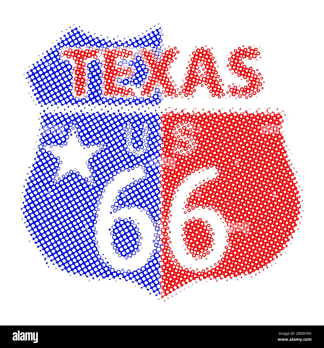 Route 66 traffic sign halftone set over a white background and the ...