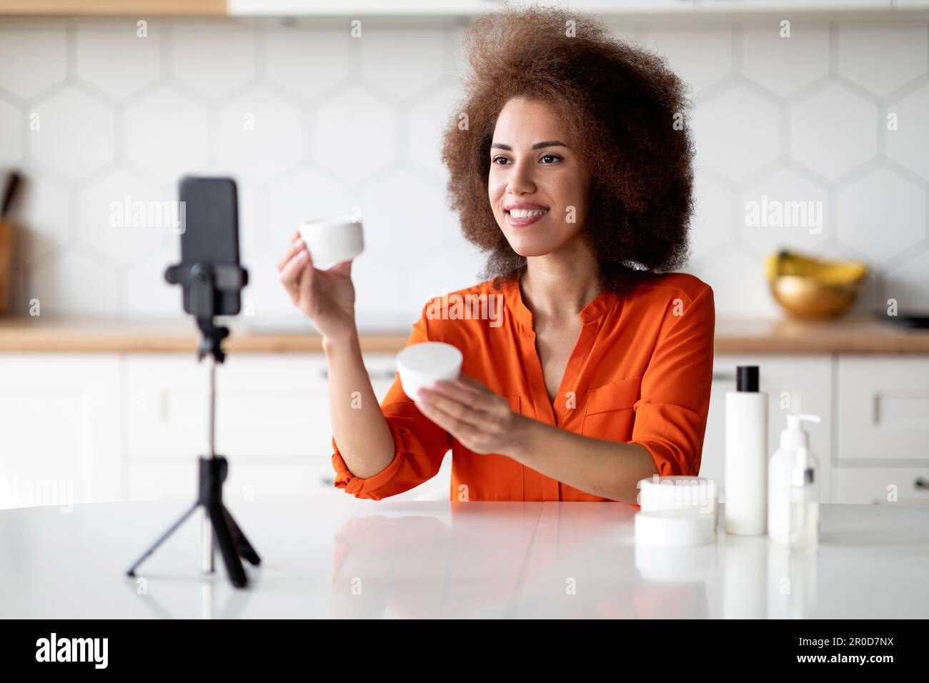 Woman kitchen beauty cream hi-res stock photography and images - Alamy