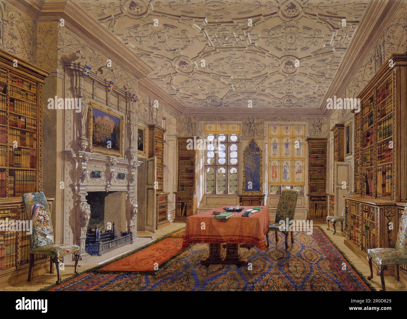Great Drawing Room, Aston Hall, 1854. By: Allen Edward Everitt Stock ...
