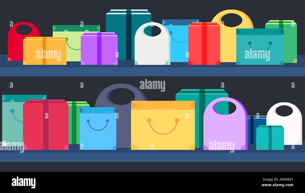 Supermarket packing shelves Stock Vector Images - Alamy