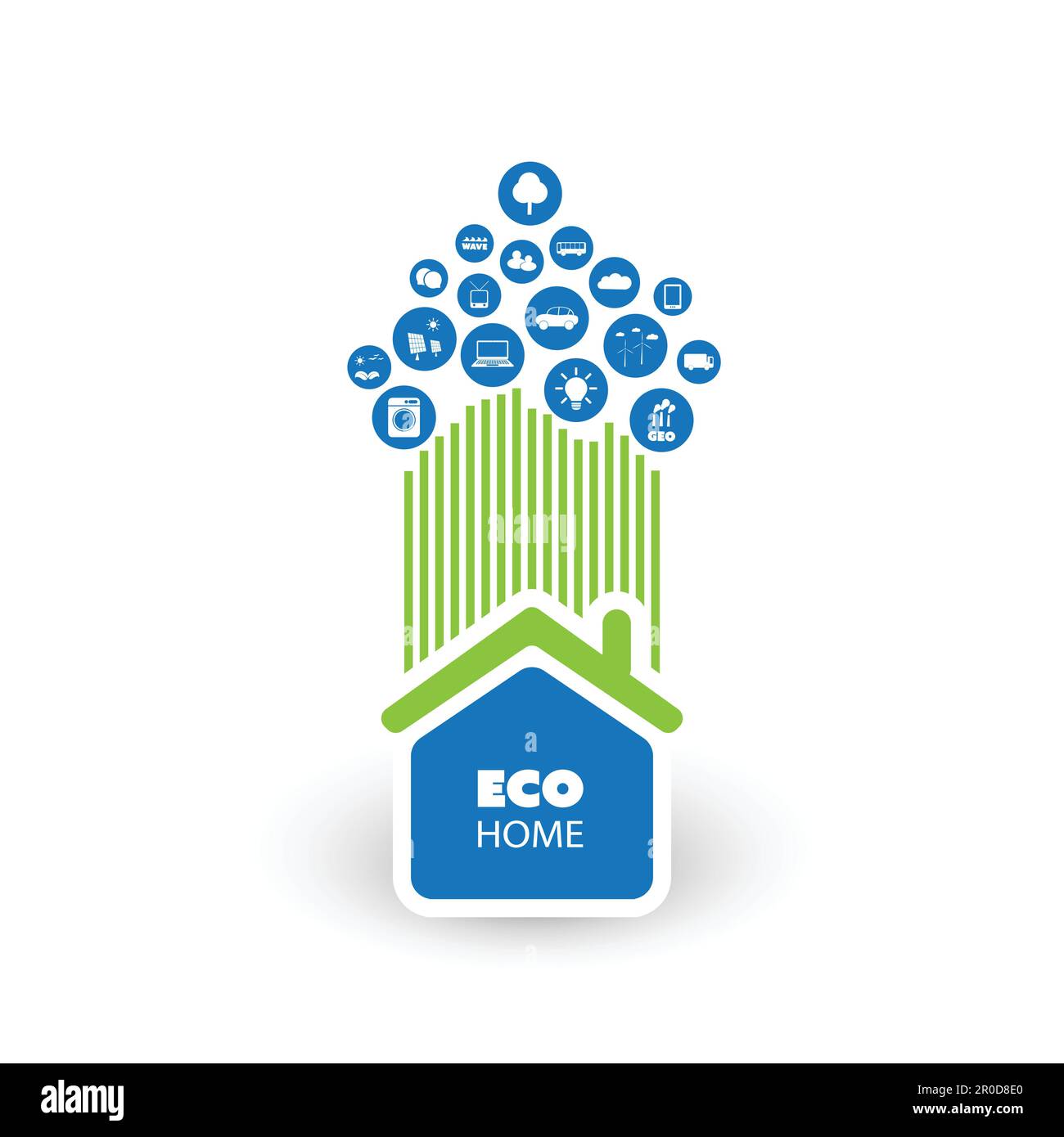 Green Eco Friendly Smart Home Concept with Icons - Illustration in ...