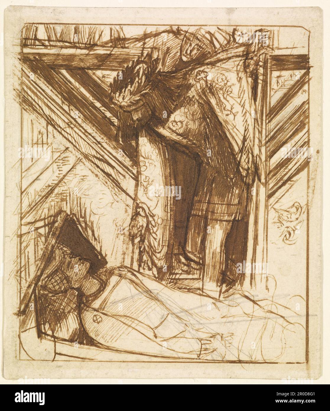 Sir Lancelot and the Lady of Shalott - Compositional Sketch, 1856-7 ...