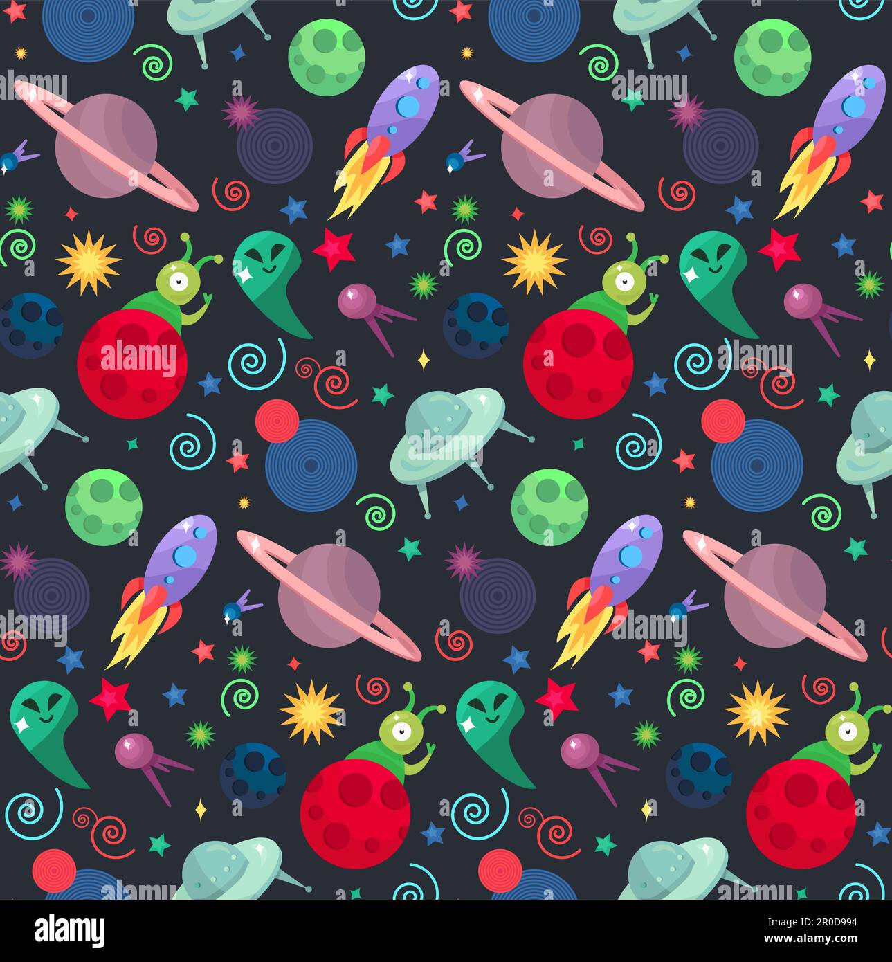 Cosmos and UFO concept in seamless pattern for wrap, print, fabric and ...