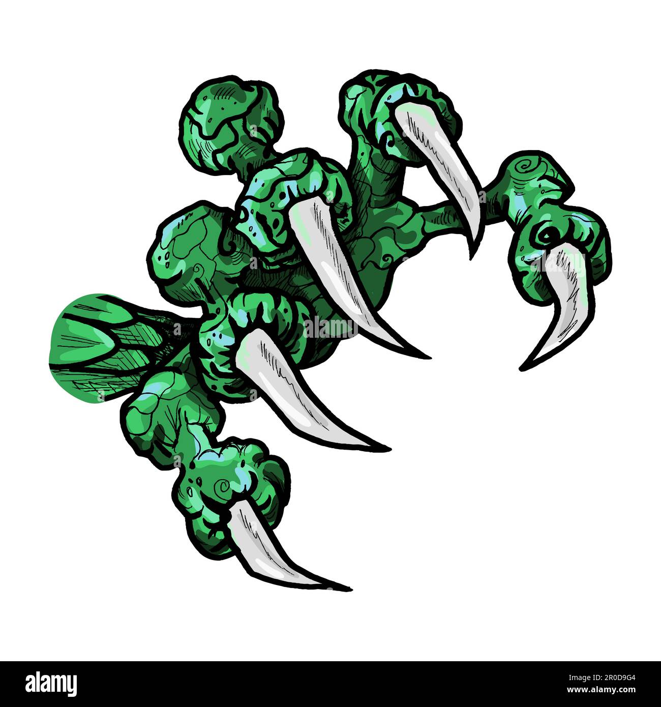 Dragon or monster paw with claws. Wild tattoo. Horror sticker ...