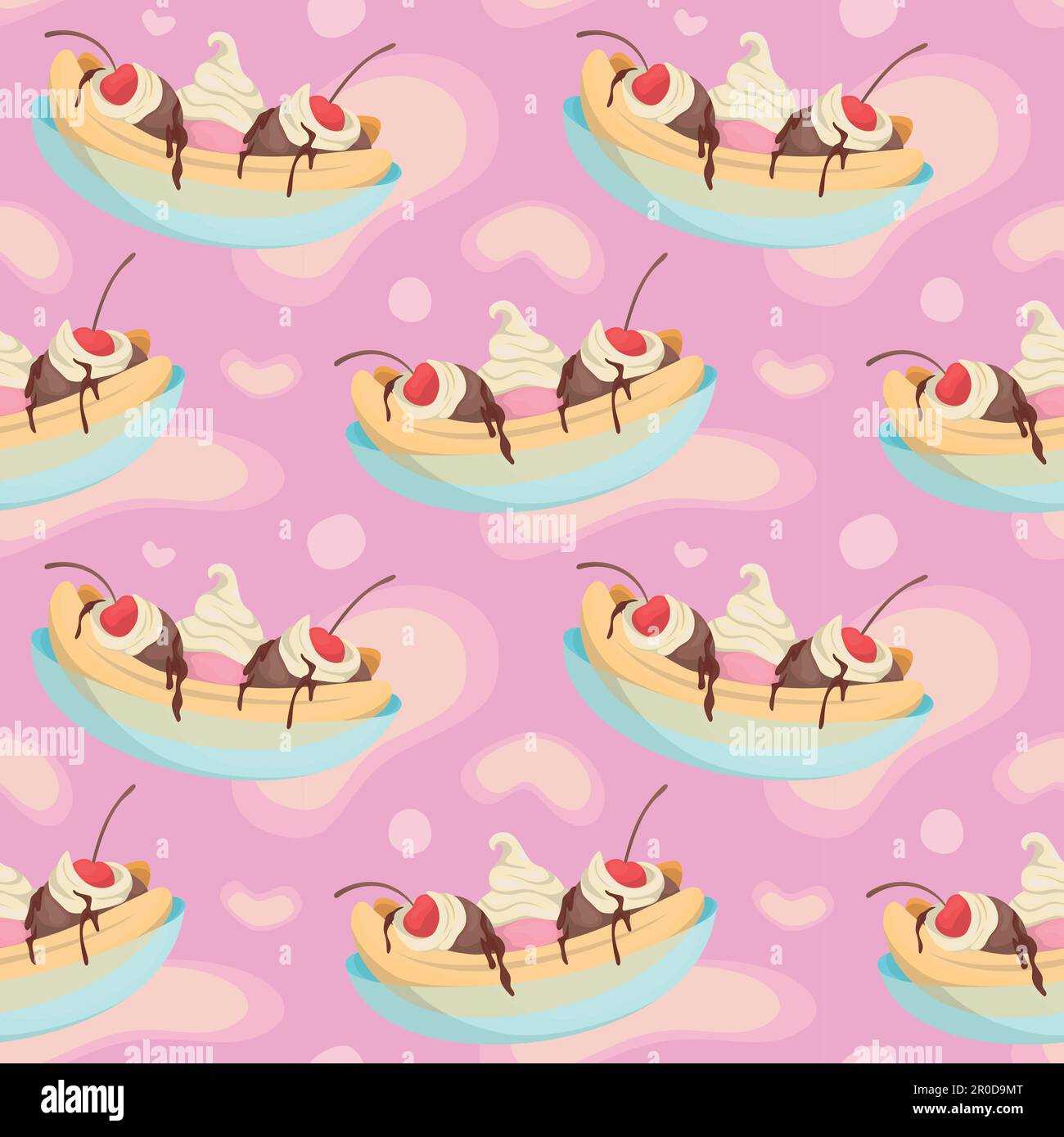 Colorful repetitive pattern background of banana split dessert made of ...