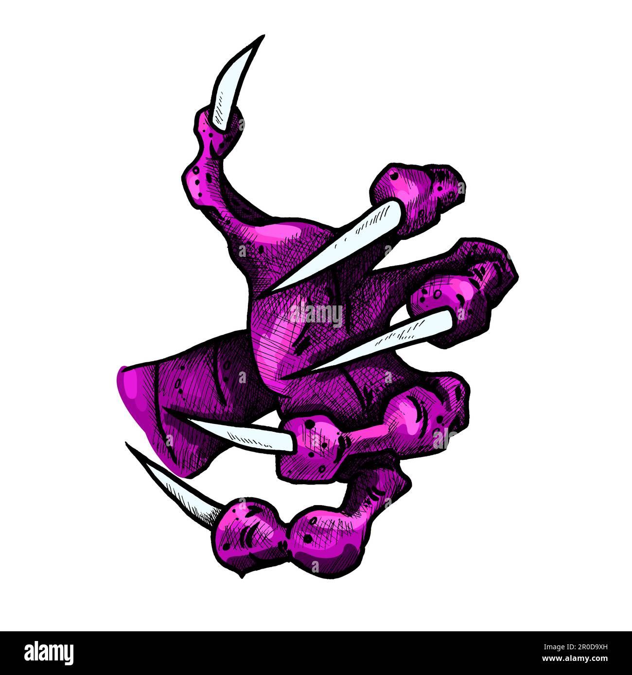 Dragon or monster paw with claws. Wild tattoo. Horror sticker ...