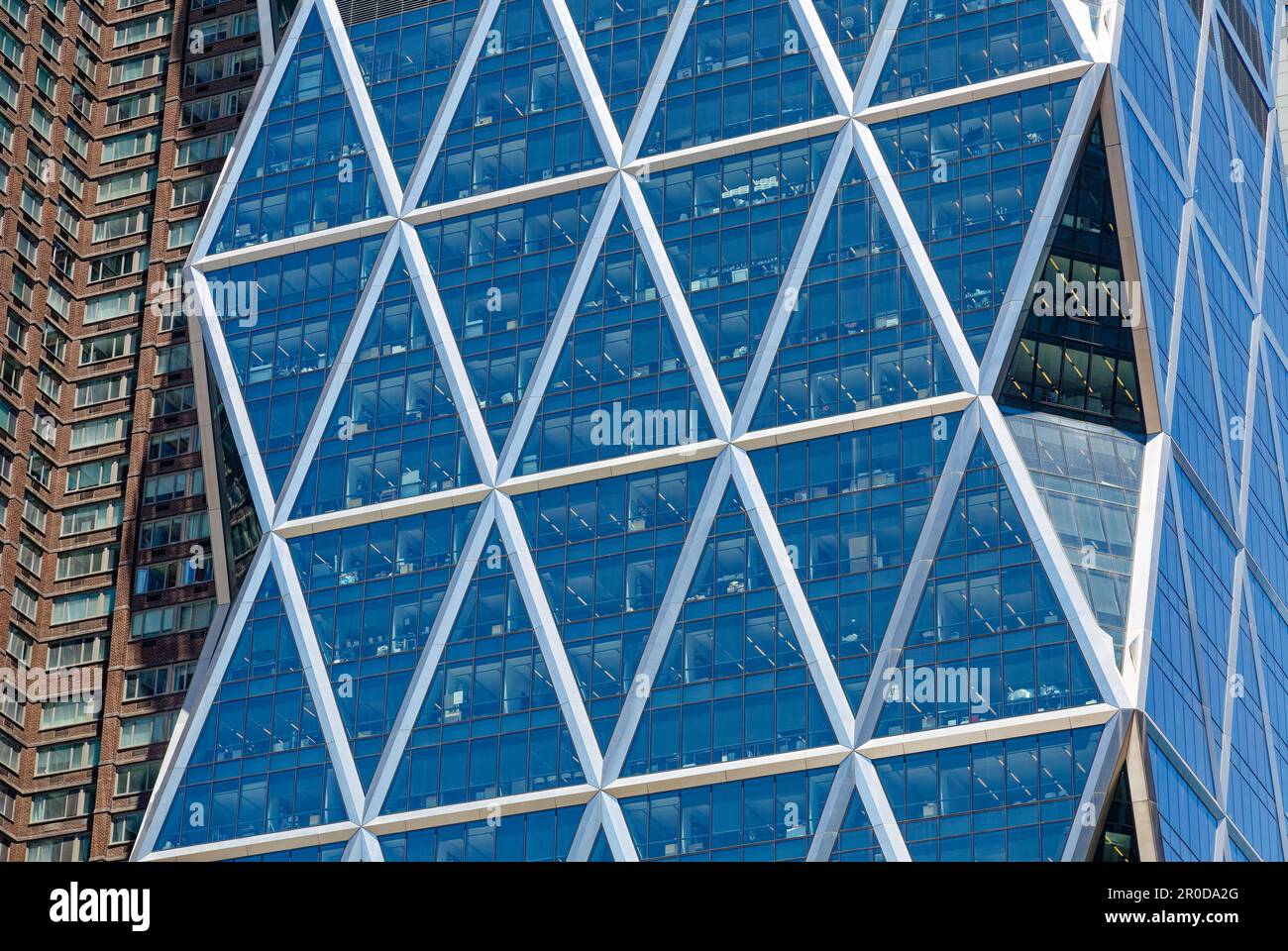The diagrid glass Hearst Tower was built in 2006 atop the stone Hearst ...