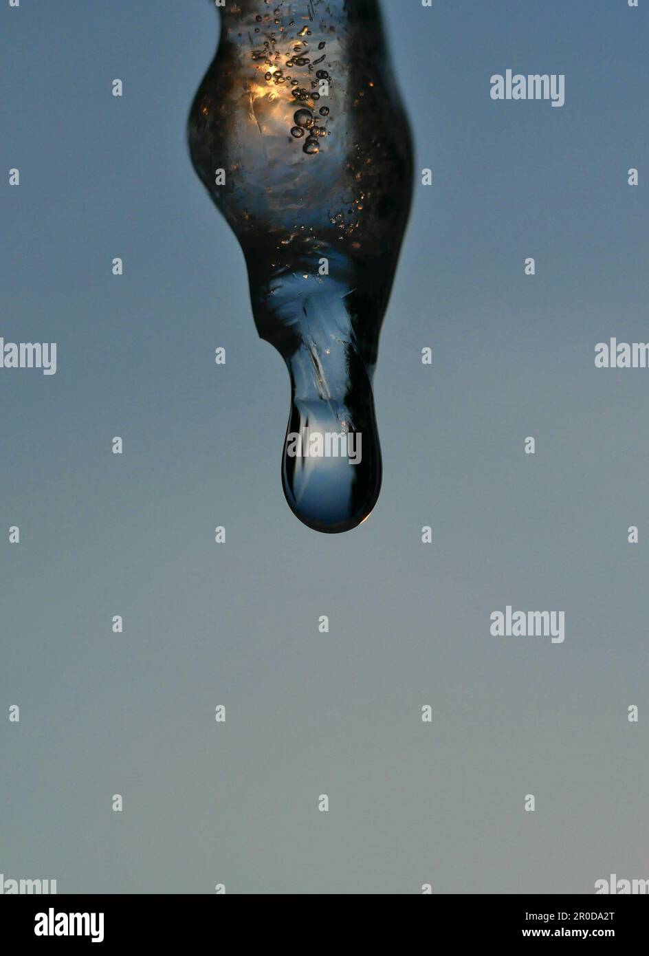 frozen transparent icicle with a liquid drop Stock Photo - Alamy