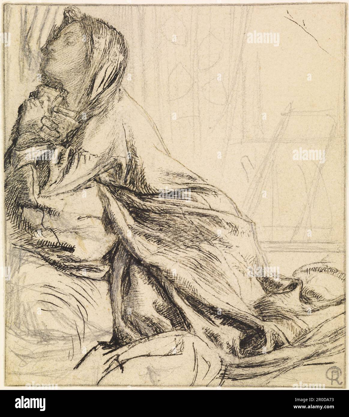 Mariana in the South - Compositional Study, 1856-57. Artist: Dante ...
