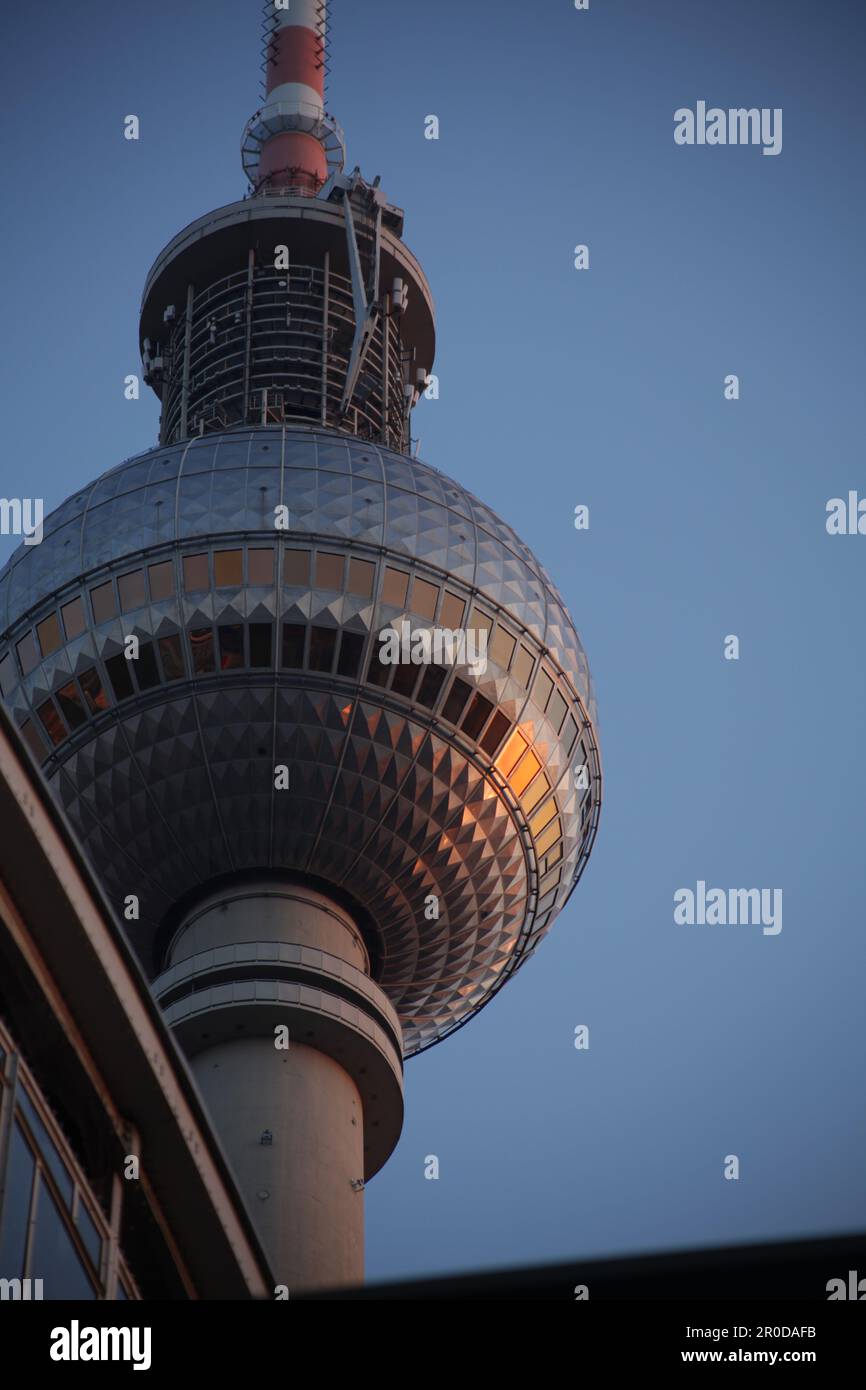 An iconic view of the Berlin TV Tower with a stunning backdrop of the ...