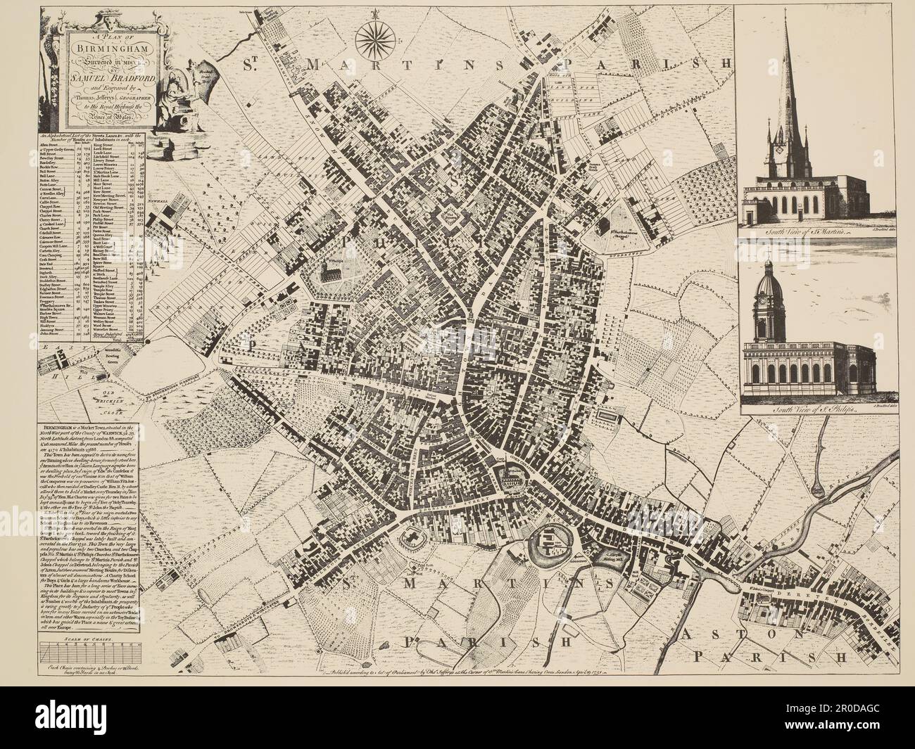 A Plan of Birmingham Surveyed in 1750. Drawn by: Samuel Bradford ...