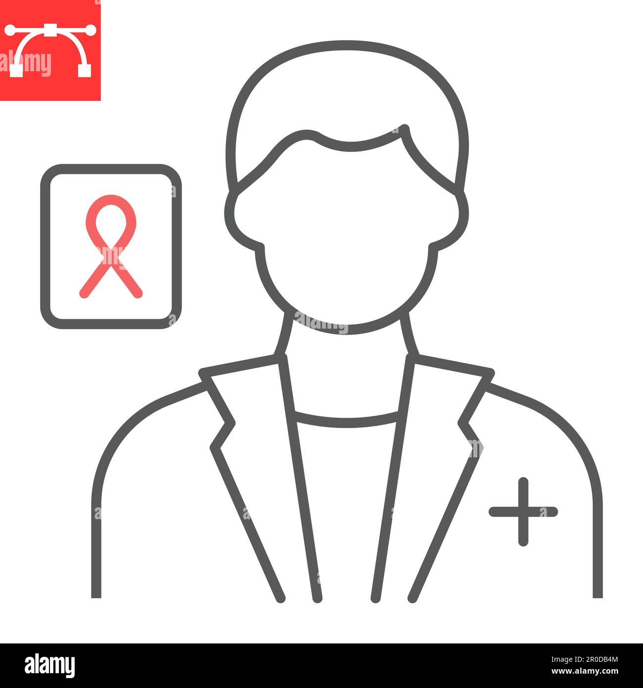Oncologist line icon, oncology and AIDS, doctor with caner ribbon ...