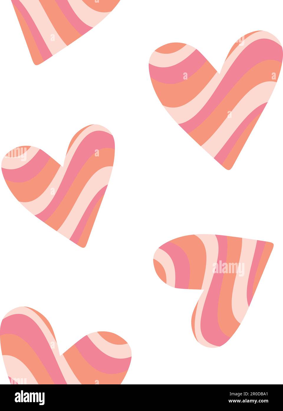 Vector seamless pattern of retro groovy striped heart isolated on white ...