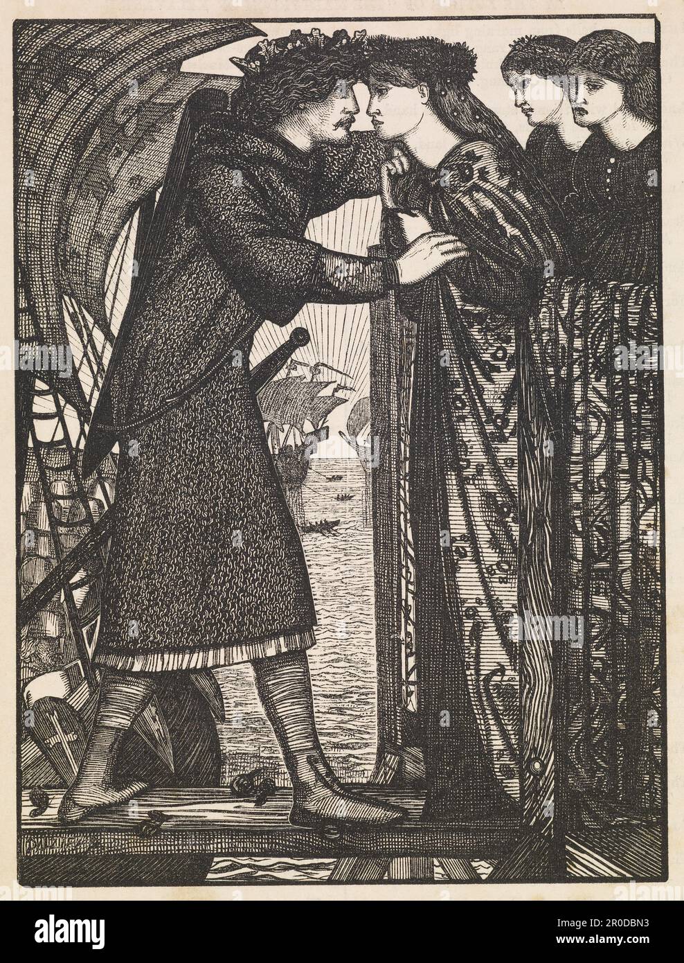 King Sigurd the Crusader - A Norse Saga, 1862. Wood engraving on paper ...