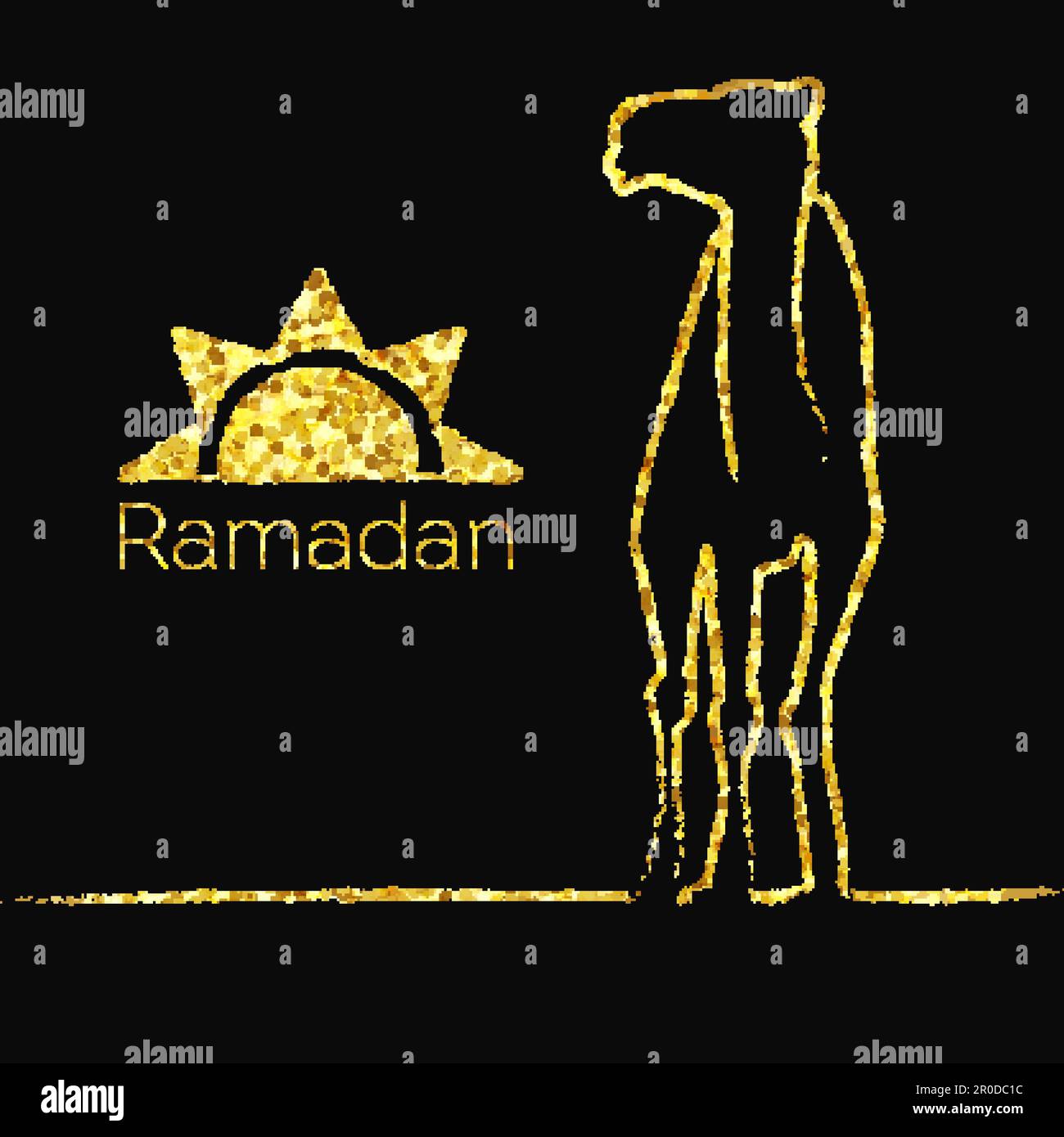 Ramadan greeting with camel, Islamic greeting card for Ramadan Kareem ...
