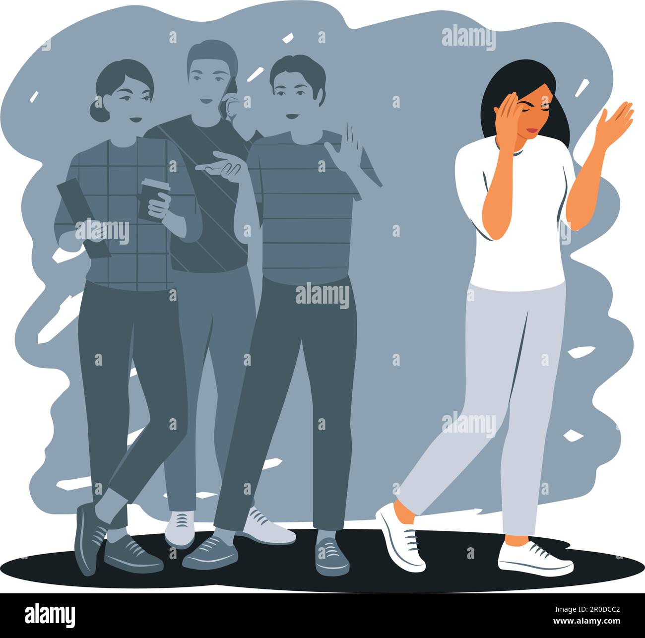 Social phobia, anxiety disorder consept. Sad woman struggle with ...