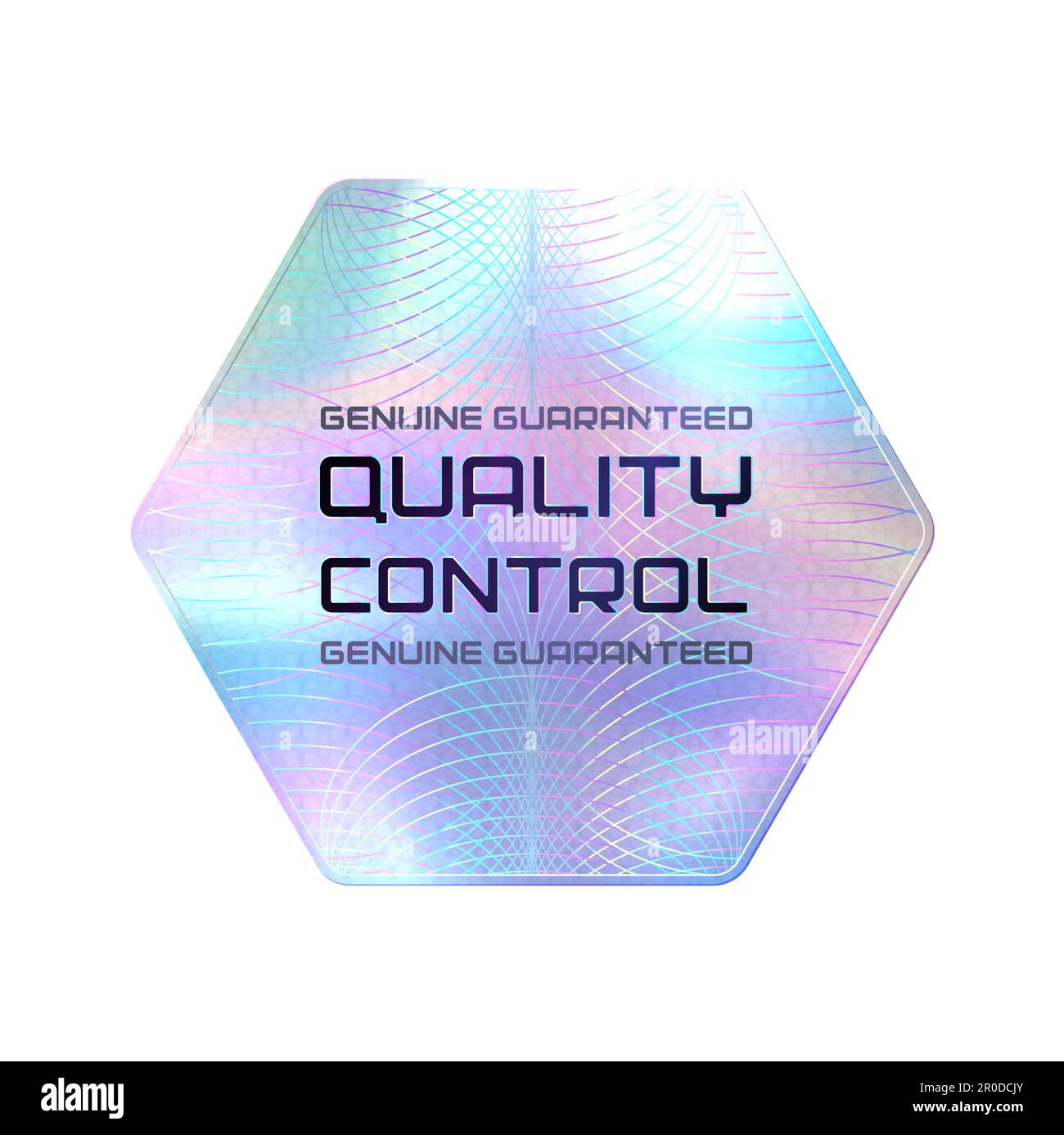 Product quality control hologram pentagon sticker. Authenticity ...