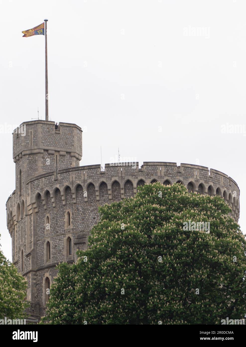 The Royal Standard flying on the Round Tower at Windosr Castle. It was ...