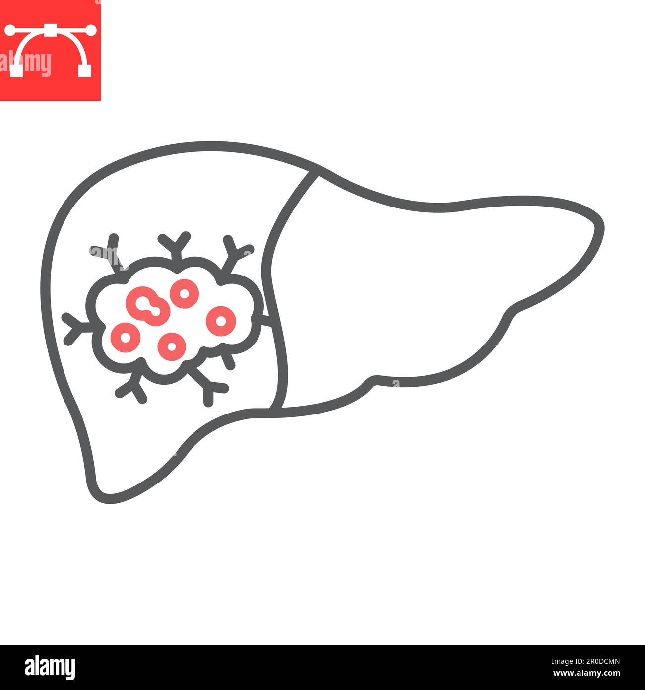 Liver cancer line icon, oncology and medicine, liver tumor vector icon ...