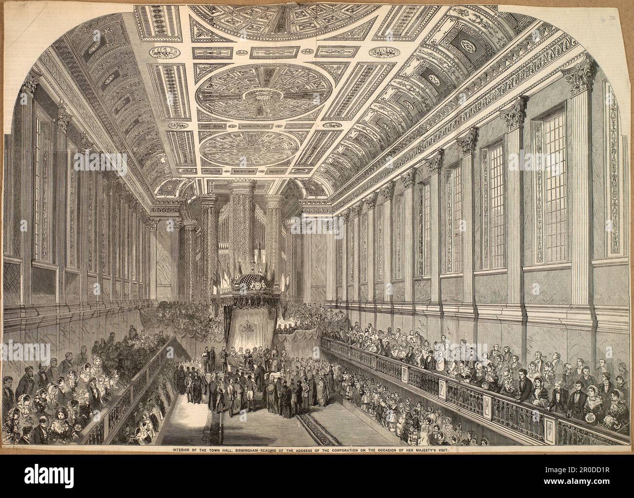 Engraving, from a newspaper - The Queen's Visit to Birmingham Town Hall ...