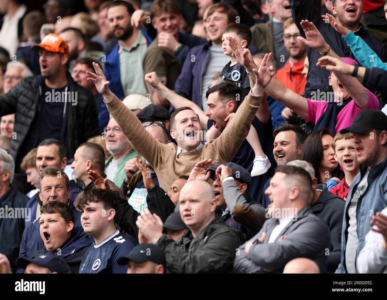 Millwall fans show their support in the stands after their second goal ...