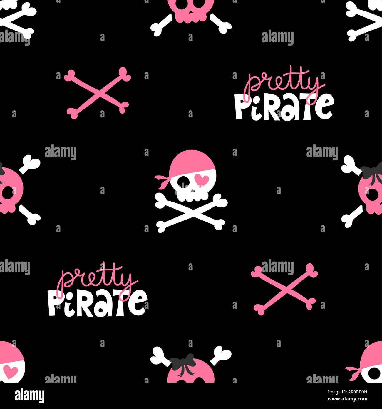 Pretty Pirate pattern - Cute sea adventures collection. Girl pirate ...